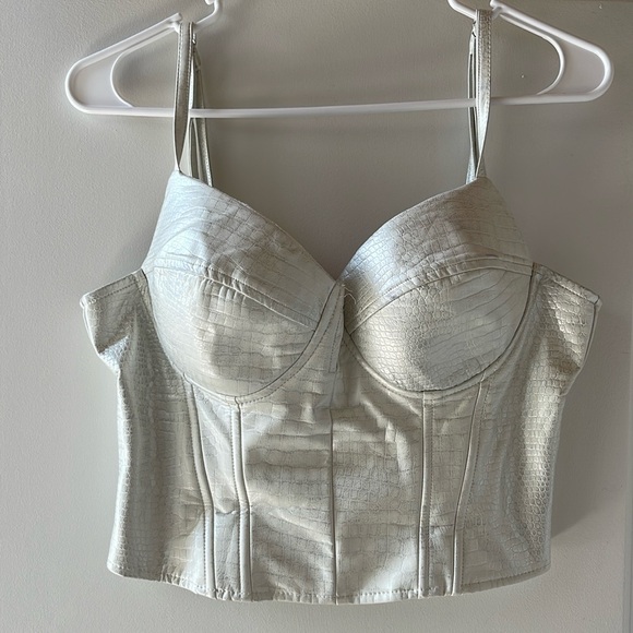 Say What? | Tops | Seductive White Snake Skin Vegan Leather Zip Up ...